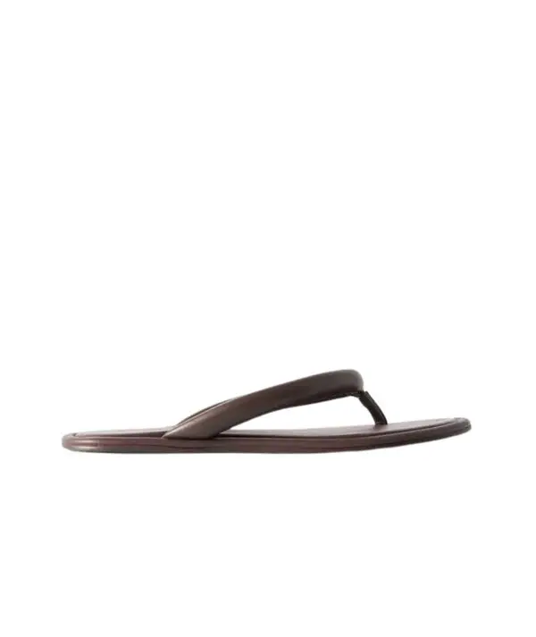 ST. AGNI Sumi Padded Leather Flip Flops - Brown