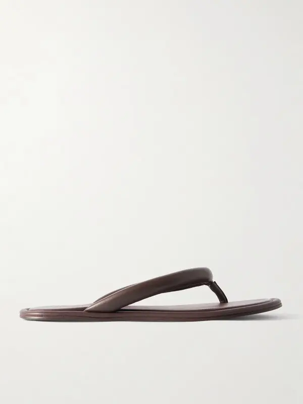 ST. AGNI Sumi Padded Leather Flip Flops - Brown