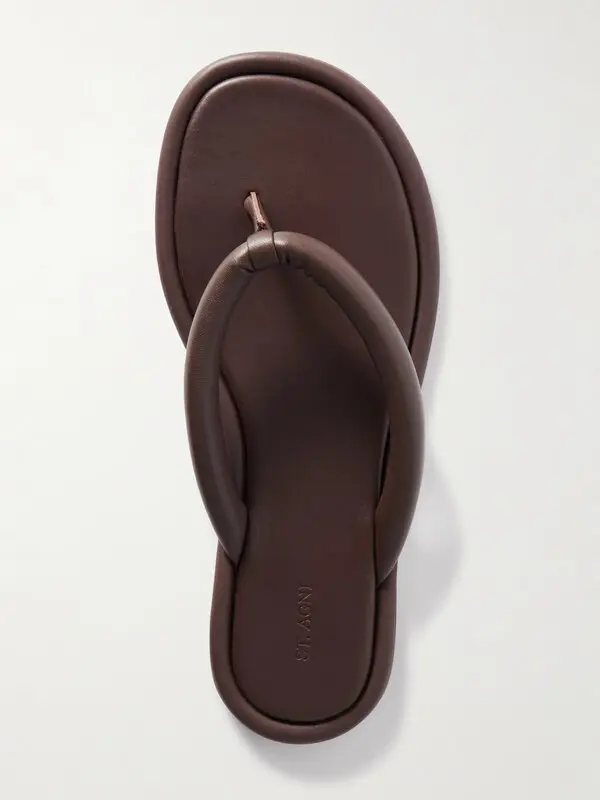ST. AGNI Sumi Padded Leather Flip Flops - Brown