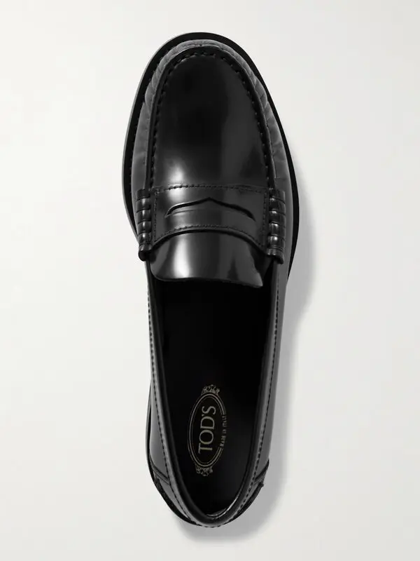 TOD'S Gathered Leather Loafers - Black