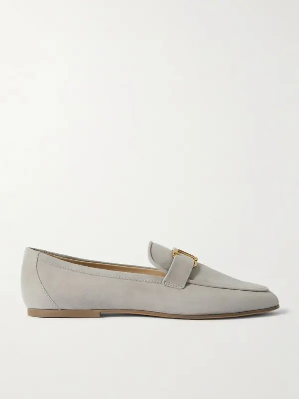 TOD'S Embellished Nubuck Loafers - Brown