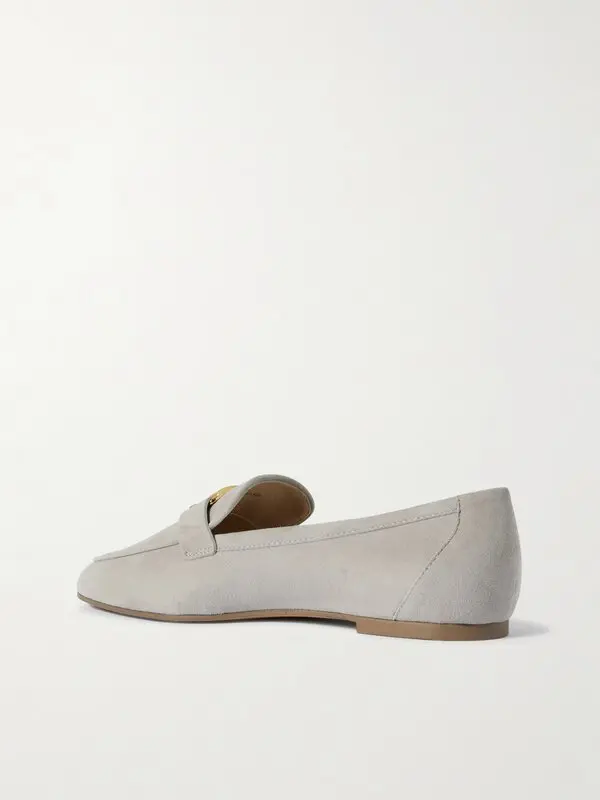 TOD'S Embellished Nubuck Loafers - Brown
