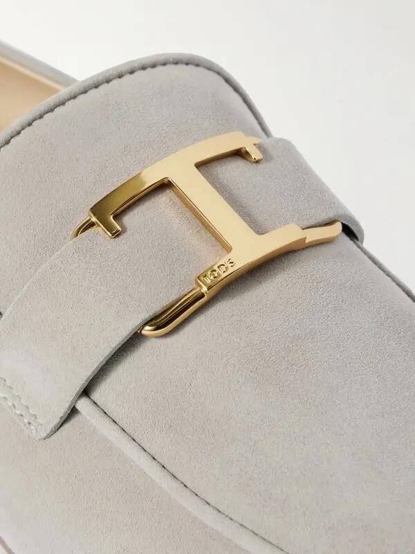 TOD'S Embellished Nubuck Loafers - Brown