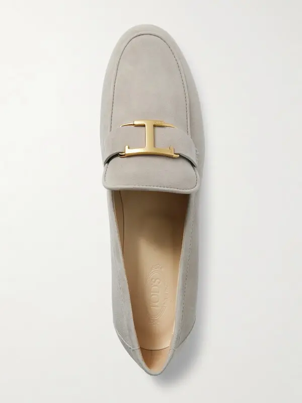TOD'S Embellished Nubuck Loafers - Brown