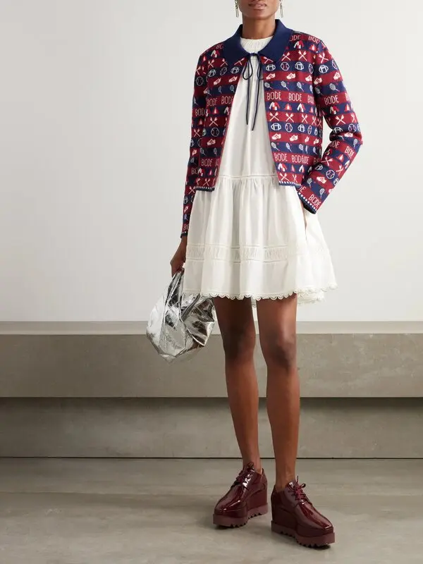 Ulla Johnson Oumi Crochet And Chiffon-trimmed Poplin Mini Dress