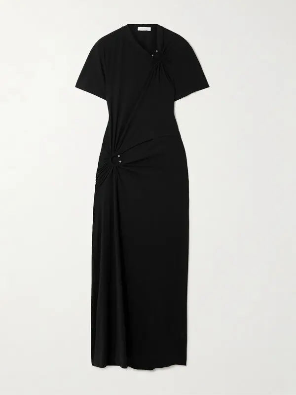 Rabanne Embellished Cutout Jersey Maxi Dress