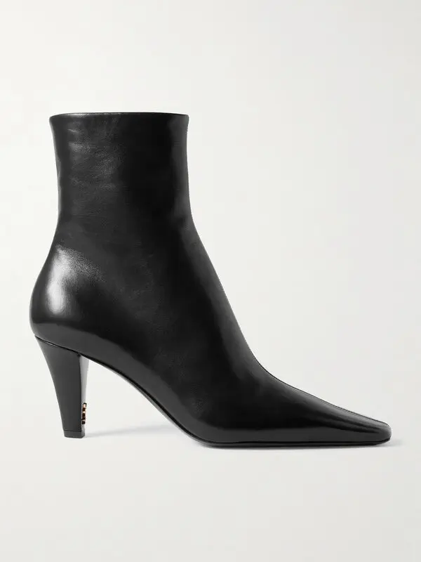 Saint Laurent Jill Embellished Leather Ankle Boots - Black