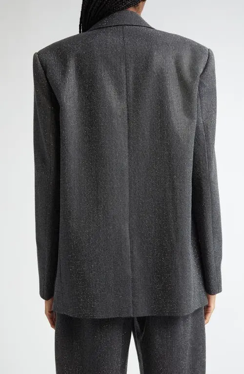 Alexander Wang Hotfix Beaded Oversize Wool Twill Blazer