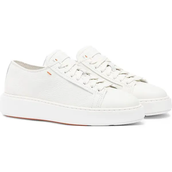 Santoni Tumbled Leather Low-top Sneakers - White