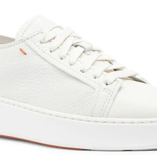 Santoni Tumbled Leather Low-top Sneakers