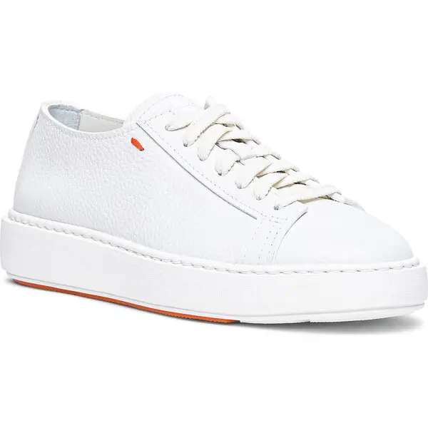 Santoni Anginal Tumbled Leather Sneakers - White