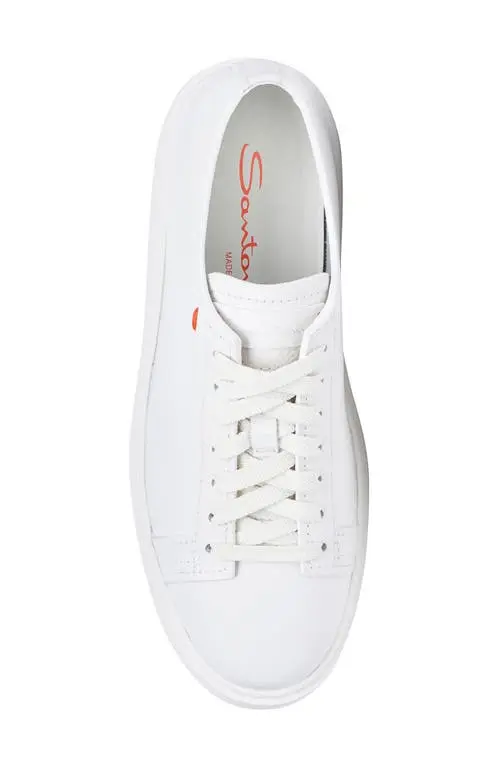 Santoni Anginal Tumbled Leather Sneakers - White