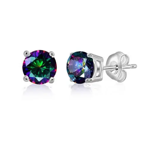 DONATELLO GIAN Sterling Silver Topaz Stud Earrings - Mystic