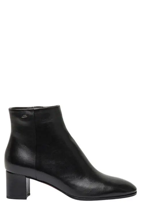 Santoni Leather Ankle Boots With Block Heel - Black