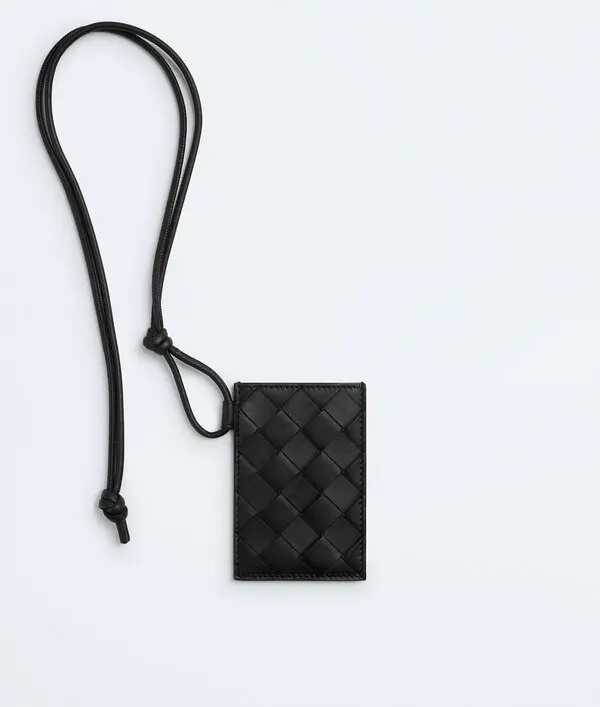 Bottega Veneta Intrecciato Badge Holder - Black