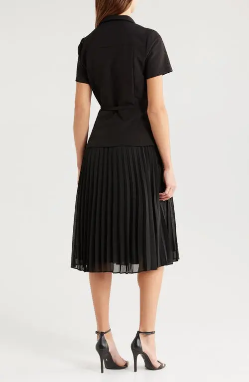 Julia Jordan Mixed Media Midi Shirt Dress