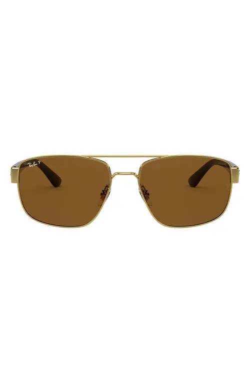Ray-ban Polarized Aviator Sunglasses - Gold/ Brown