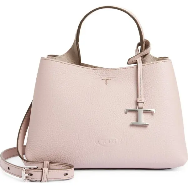 TOD'S Micro Leather Top Handle Bag - Shadow Grey/ Polvere
