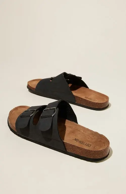 COTTON ON Double Buckle Sandals - Black