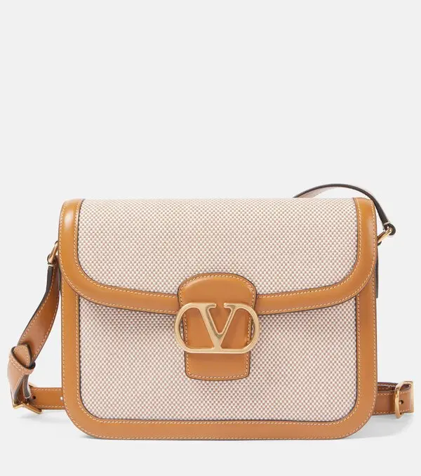 Valentino Garavani 9to5 Vlogo Canvas Shoulder Bag - Neutrals
