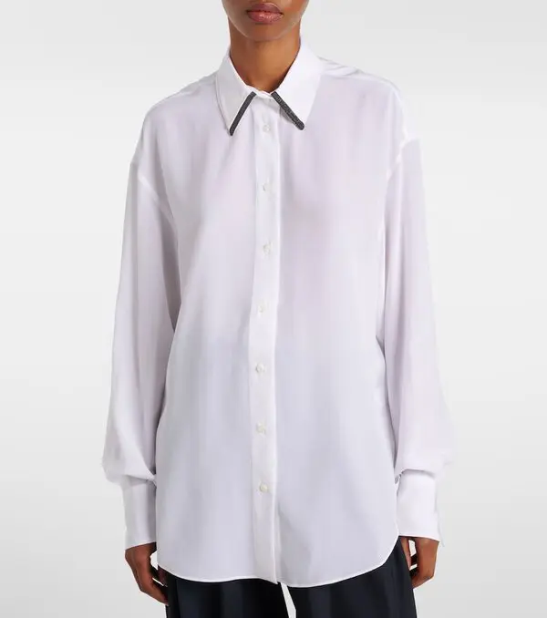 Brunello Cucinelli Monili Embellished Silk Shirt