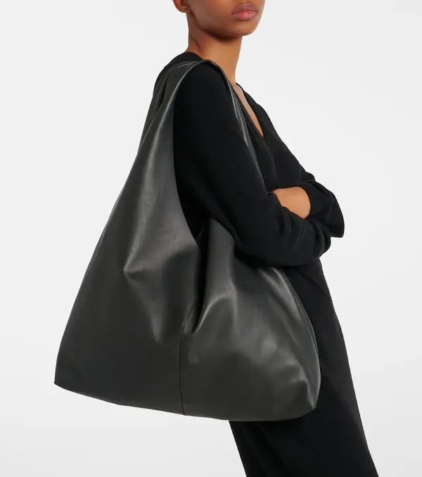 THE ROW Bindle Medium Leather Tote Bag - Black