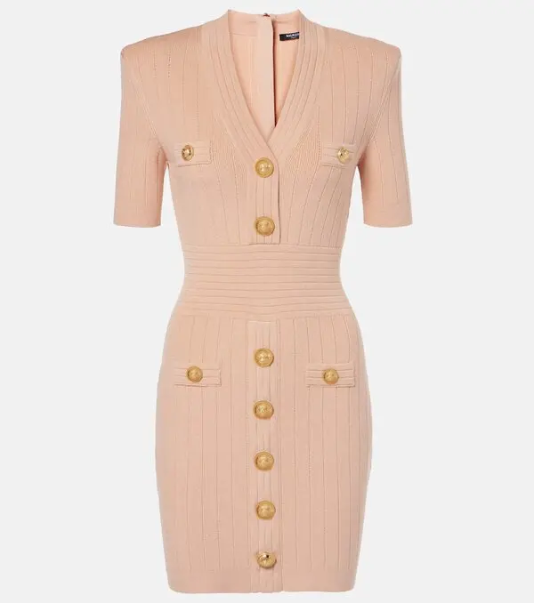 Balmain Knitted Minidress - Neutrals
