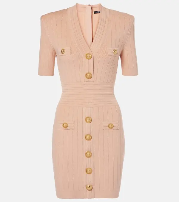 Balmain Knitted Mini Dress - Neutrals