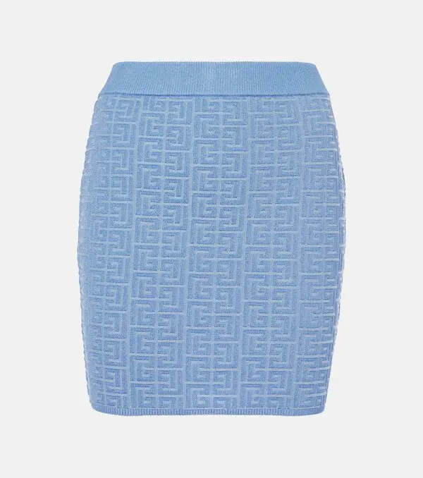Balmain Monogram Mini Skirt - Blue