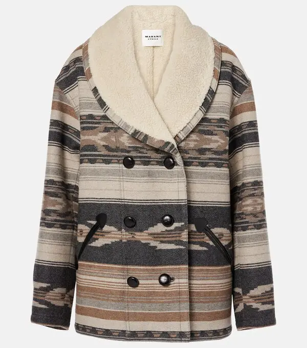 MARANT ETOILE Dorcas Faux Shearling-trimmed Pea Coat