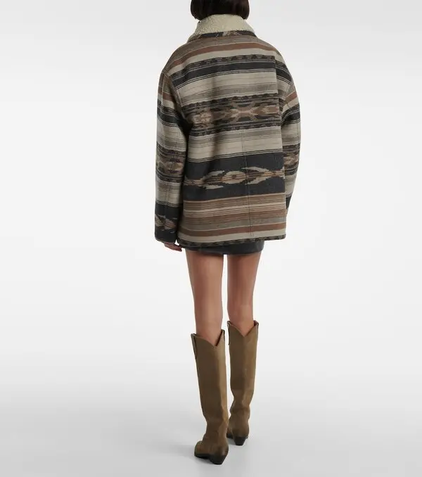 MARANT ETOILE Dorcas Faux Shearling-trimmed Pea Coat