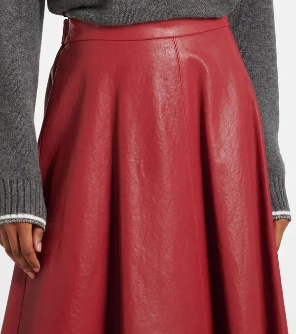 Brunello Cucinelli High-rise Leather Midi Skirt