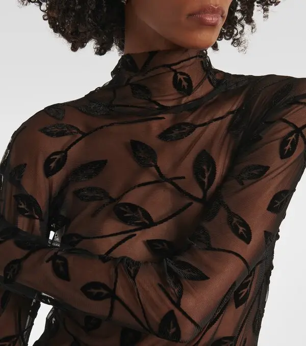 Norma Kamali Sheer Turtleneck Top