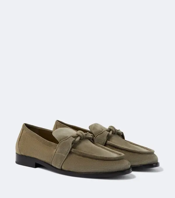 Bottega Veneta Astaire Knot Suede Loafers - Green