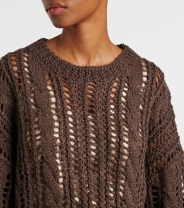 Brunello Cucinelli Jute And Cotton-blend Sweater - Brown