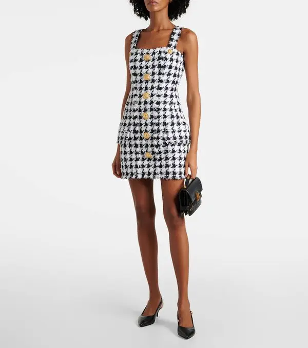 Balmain Houndstooth Tweed Mini Dress