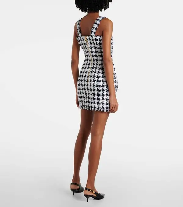 Balmain Houndstooth Tweed Mini Dress