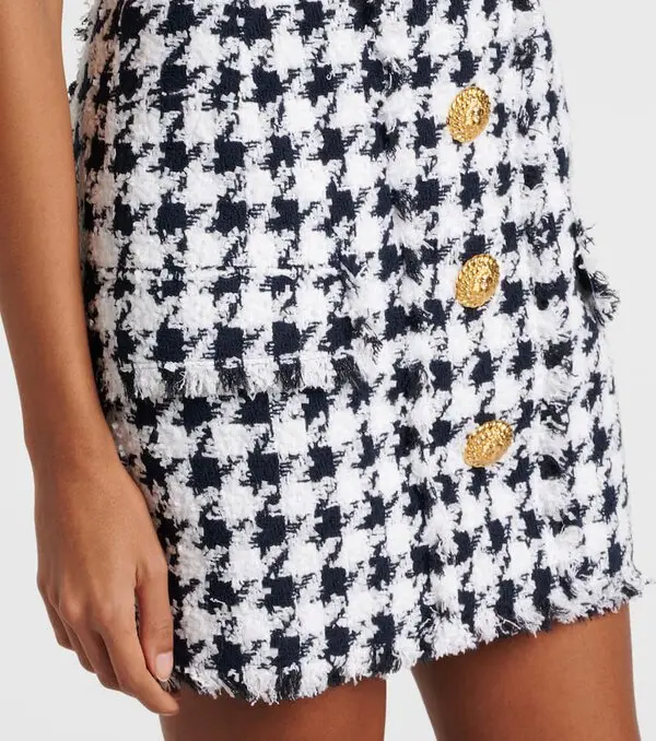 Balmain Houndstooth Tweed Mini Dress