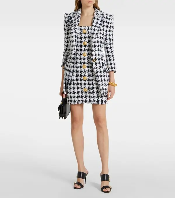 Balmain Houndstooth Tweed Mini Dress