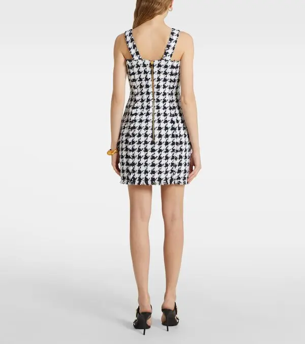 Balmain Houndstooth Tweed Mini Dress