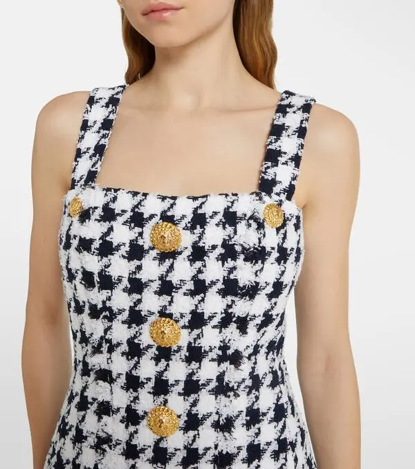 Balmain Houndstooth Tweed Mini Dress