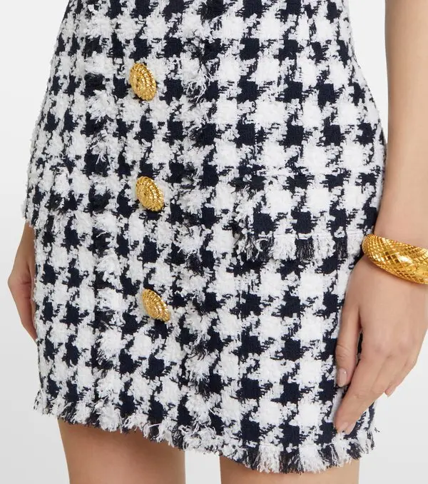 Balmain Houndstooth Tweed Mini Dress