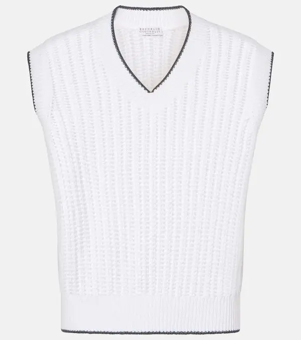 Brunello Cucinelli Cotton Sleeveless Sweater - White