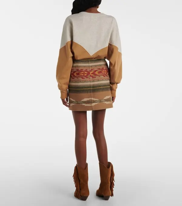MARANT ETOILE Adelaide Fringed Wool-blend Miniskirt