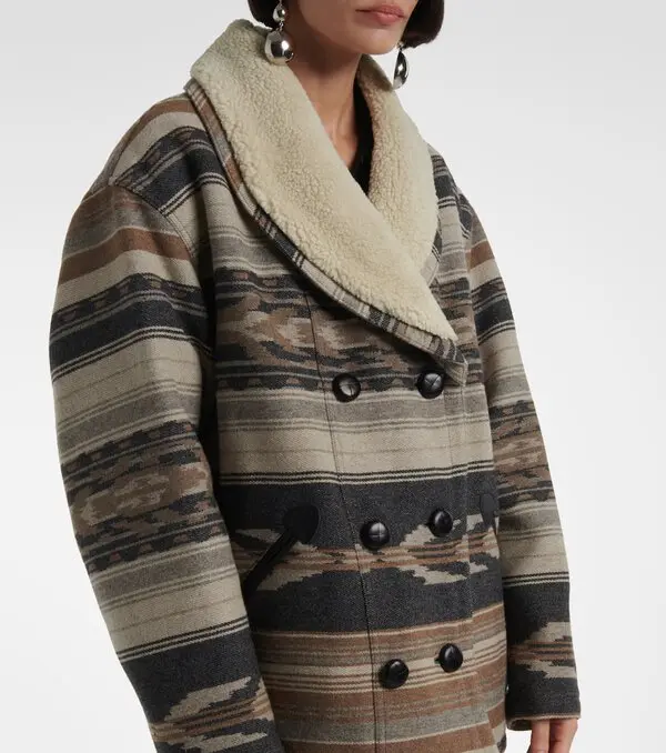 MARANT ETOILE Dorcas Faux Shearling-trimmed Pea Coat