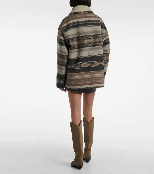 MARANT ETOILE Dorcas Faux Shearling-trimmed Pea Coat