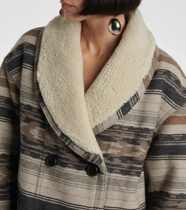 MARANT ETOILE Dorcas Faux Shearling-trimmed Pea Coat