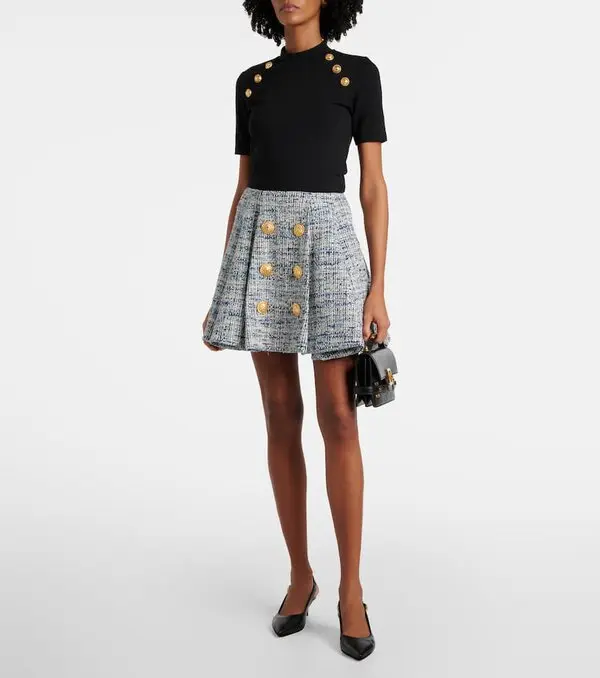 Balmain Space-dyed Cotton-blend Miniskirt