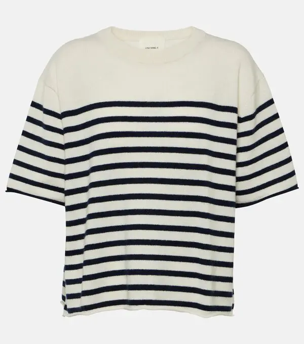 LISA YANG Cila Striped Cashmere T-shirt