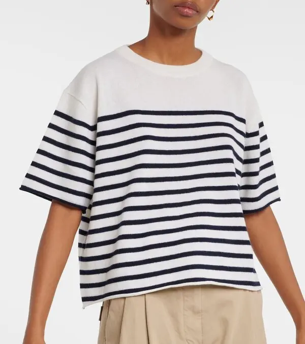 LISA YANG Cila Striped Cashmere T-shirt